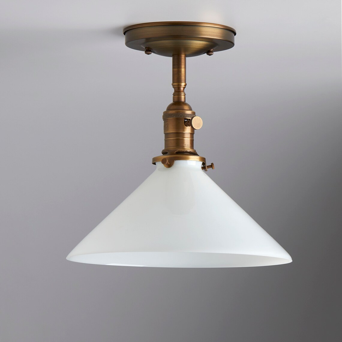 Opal Handblown Glass Cone Shade Semi Flush Mount Light - Etsy