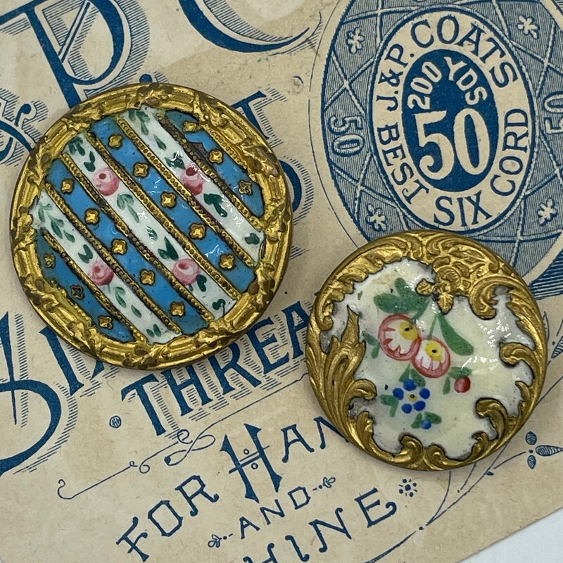 Antique Enamel Button - Etsy