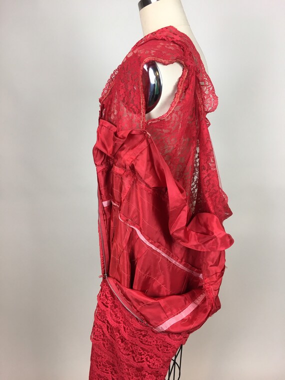 Vintage 1950s Sheer Red Lace Dress - Gem