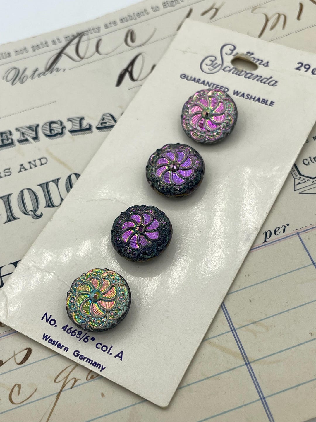Vintage Western Germany Carnival Glass Iridescent Luster Button Buttons ...
