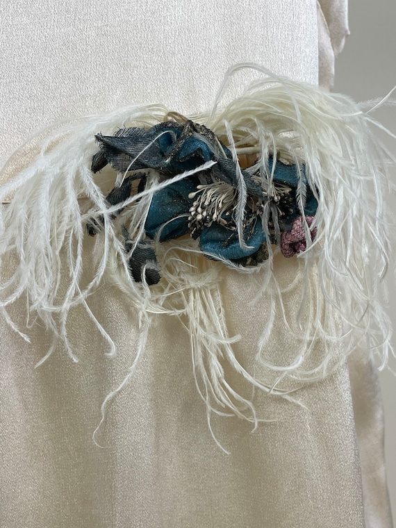 Vintage 1920s Ivory Cream White Silk Satin Flapper Dr… - Gem