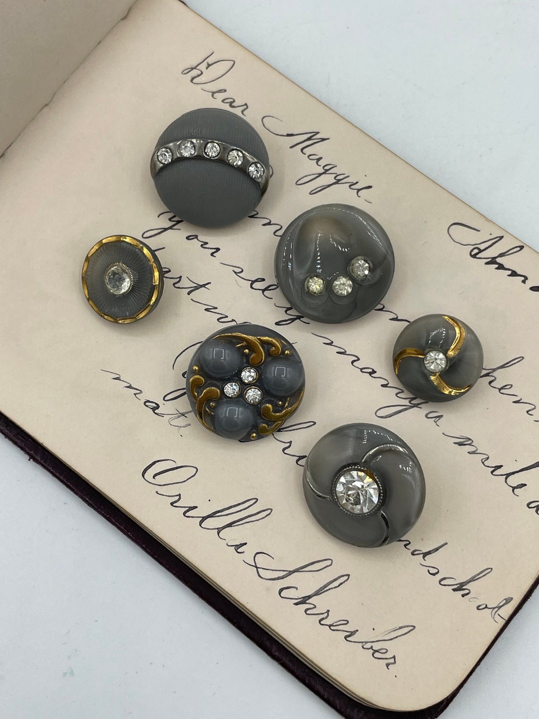 Vintage Moonglow Rhinestone Jewel Luster Glass Button / Moon Glow ...