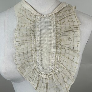 Vintage 1930s Silk Chiffon Gold Metal Bullion Bow Trim Dickie Ruffled Collar / 30s Bib Bibs Art ...