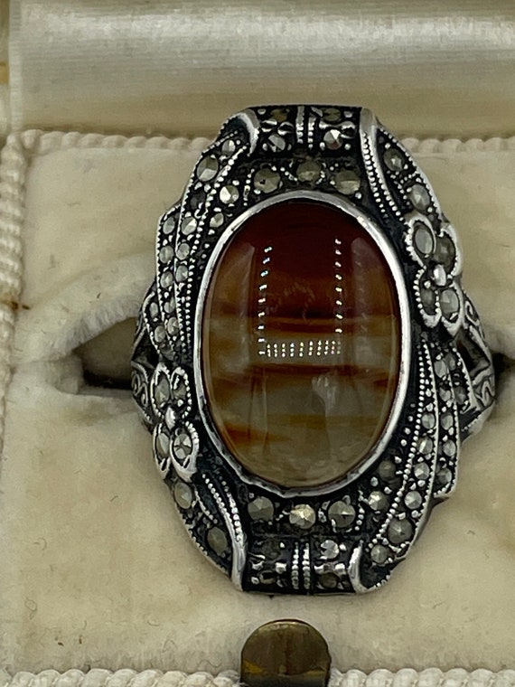 Vintage 1920s 1930s Landscape Agate Sterling Silver M… - Gem