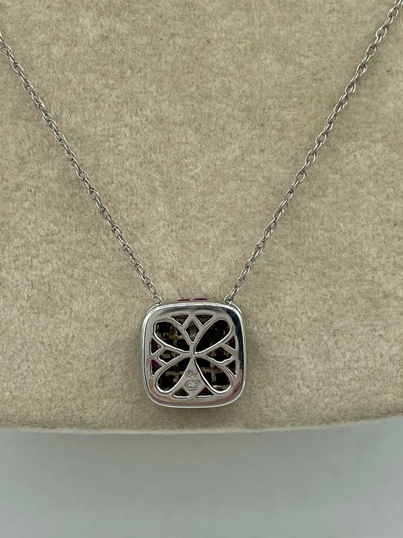 Vintage 14K White Gold Princess Cut Ruby Rubies Diamo… - Gem