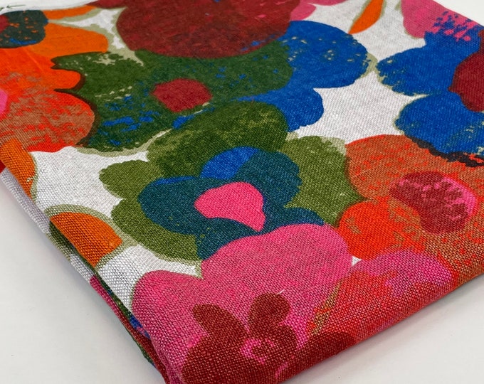 Vintage 1960s 1970s Linen Screen Printed Floral Pink Orange - Etsy
