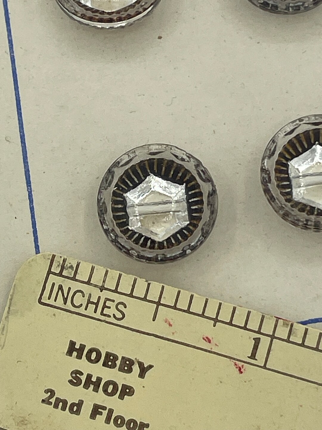 Vintage 1930s Dome Mercury Glass Reverse Painted Bronze Luster Buttons ...