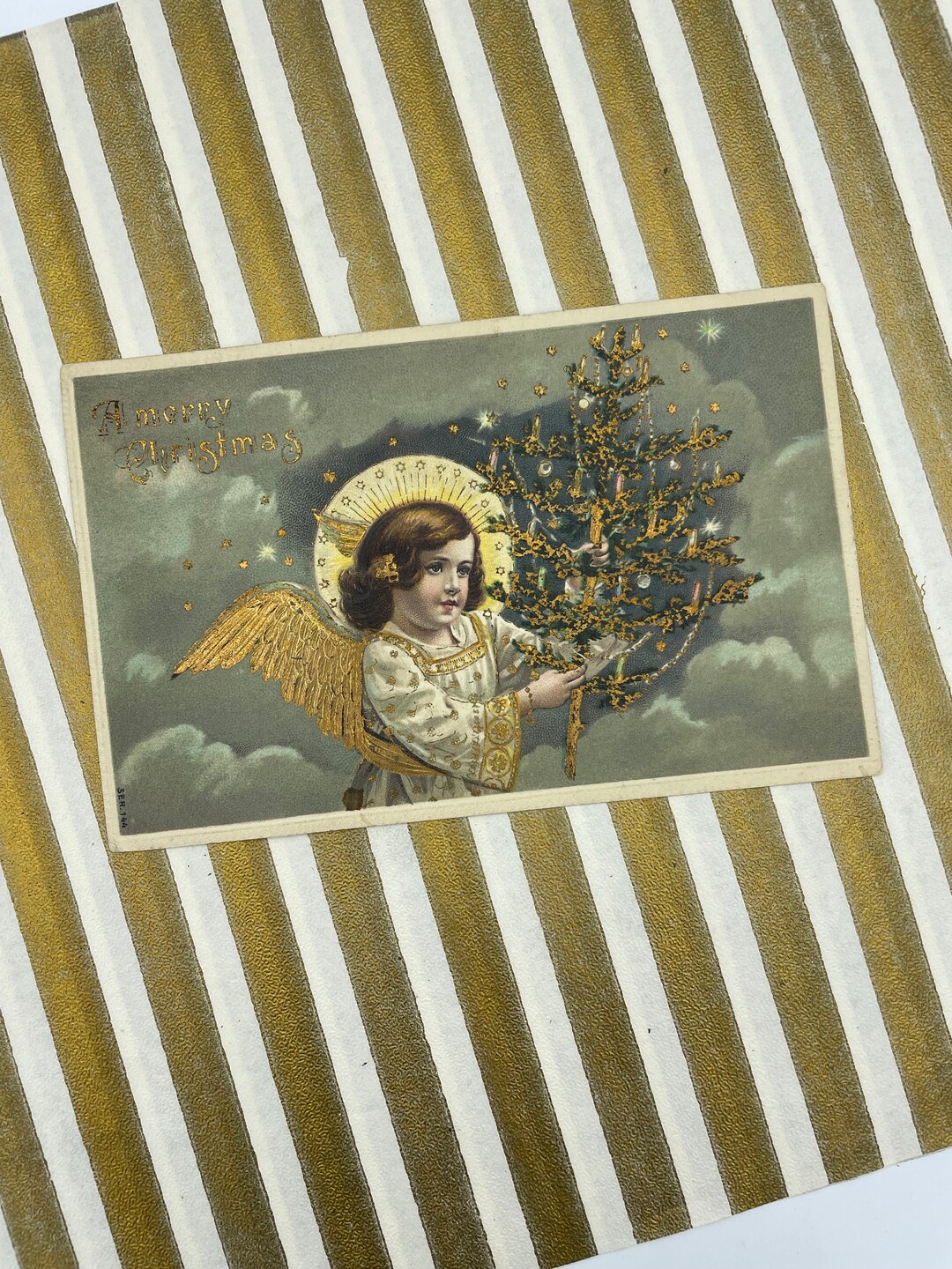 Antique Vintage Victorian Feather Christmas Tree Young Angel Wings ...