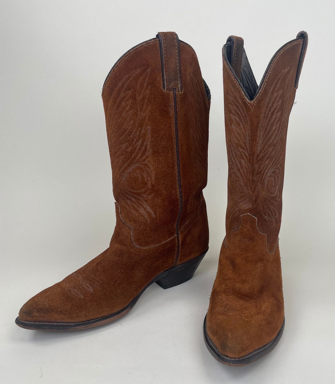 Vintage 1960s 1970s Suede Rough Out Cowboy Western Boots / 60s 70s ...