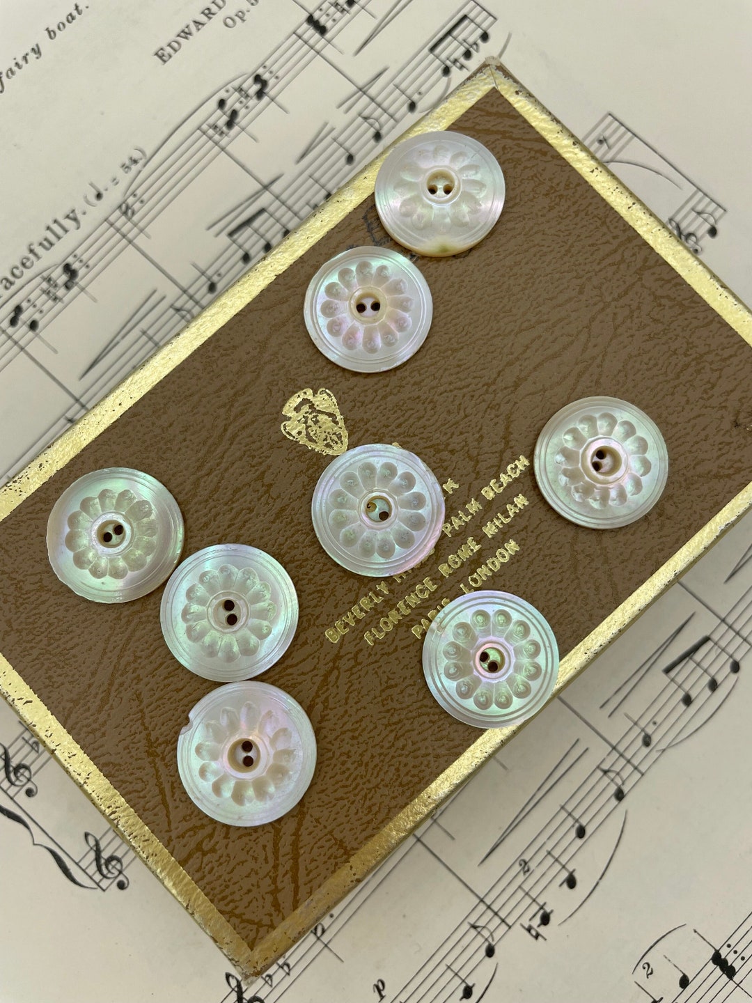 Antique Victorian 1800s Pinky Rose Iridescent Etched Shell Button ...