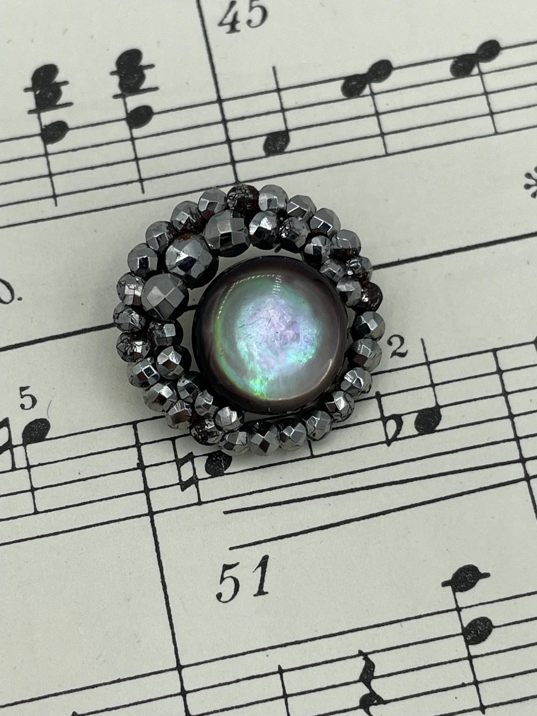 Antique Abalone Gray Pearl Shell Crescent Moon Cut Steels Heavenly ...