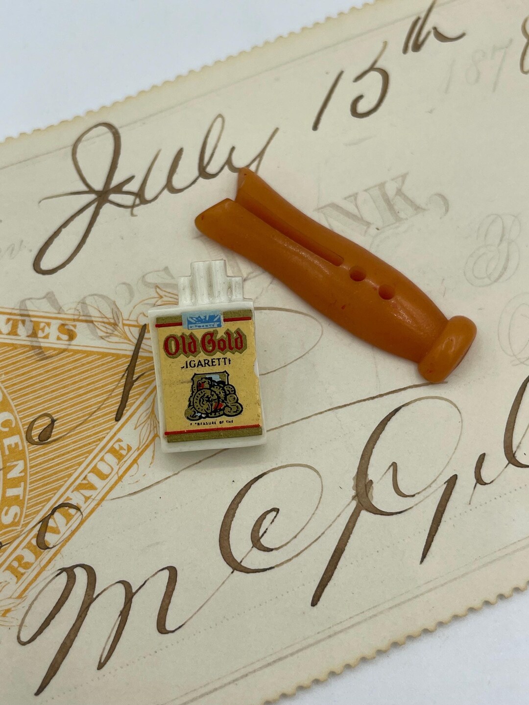 Vintage Cigarette Old Gold / Butterscotch Bakelite Clothespin Goofies ...