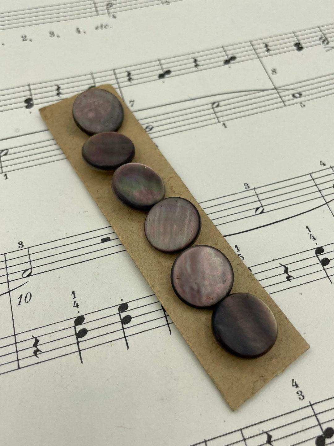 Set 6 Antique Victorian Smokey Pink Pearl Shell Buttons / 1800s Tinted ...