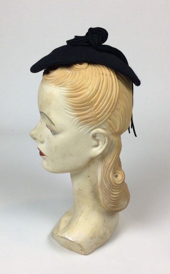 Vintage 1940s Black Fascinator Mini Small Doll Toy Ti… - Gem