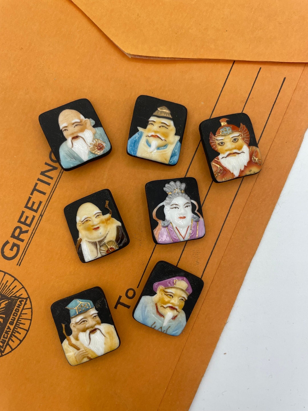 Vintage Japanese Toshikane Arita Black Porcelain Immortal Gods Square ...