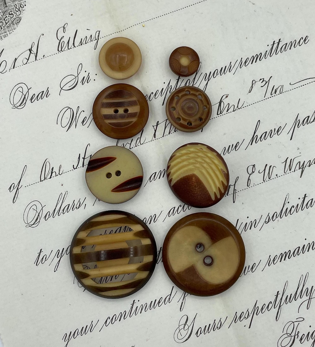 Vintage 1930s Art Deco Two Tone Vegetable Ivory Carved Buttons / 30s ...