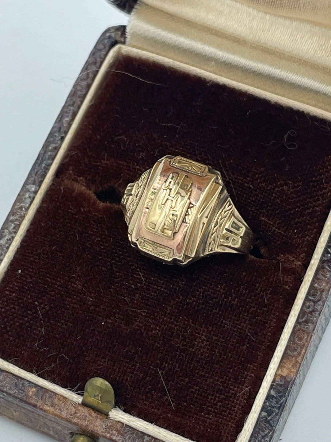 Vintage 10K Gold With Rose Gold Signet Class Ring / Size 6 - Etsy