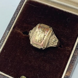 Vintage 10K Yellow Gold With Rose Gold Signet Class Ring / Size 6 / 4 ...