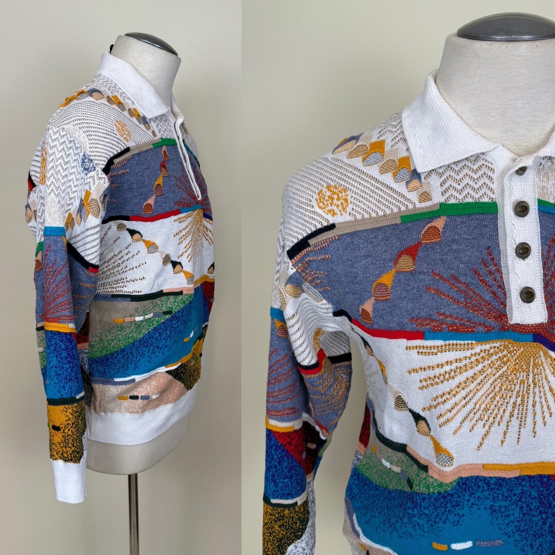 Vintage 1980s 1990s Geccu Australian Pullover Colorful Chunky Knit Men ...