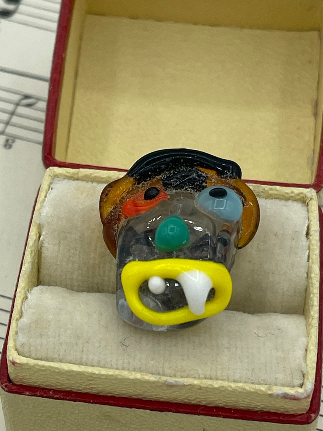 Vintage Jacques Israel Hand Blown Glass Clown Mask Novelty Button ...