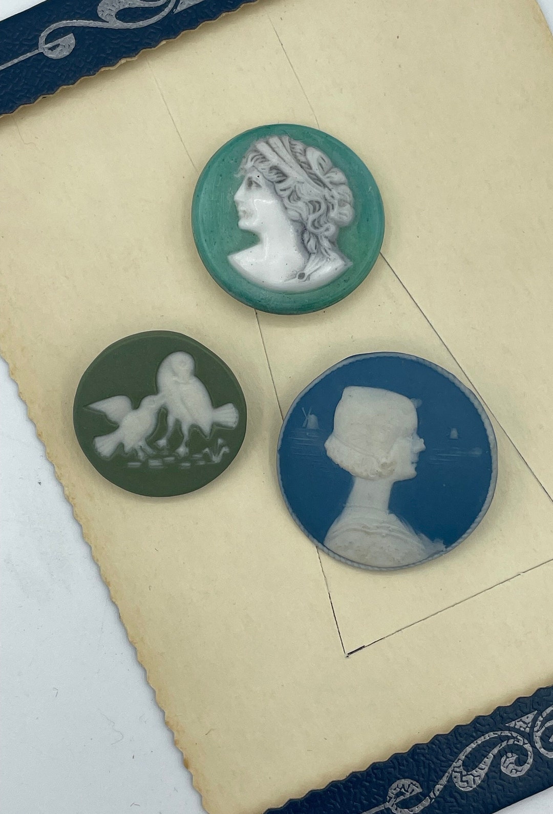 Vintage Cameo Porcelain Jasperware Portrait Buttons - Etsy
