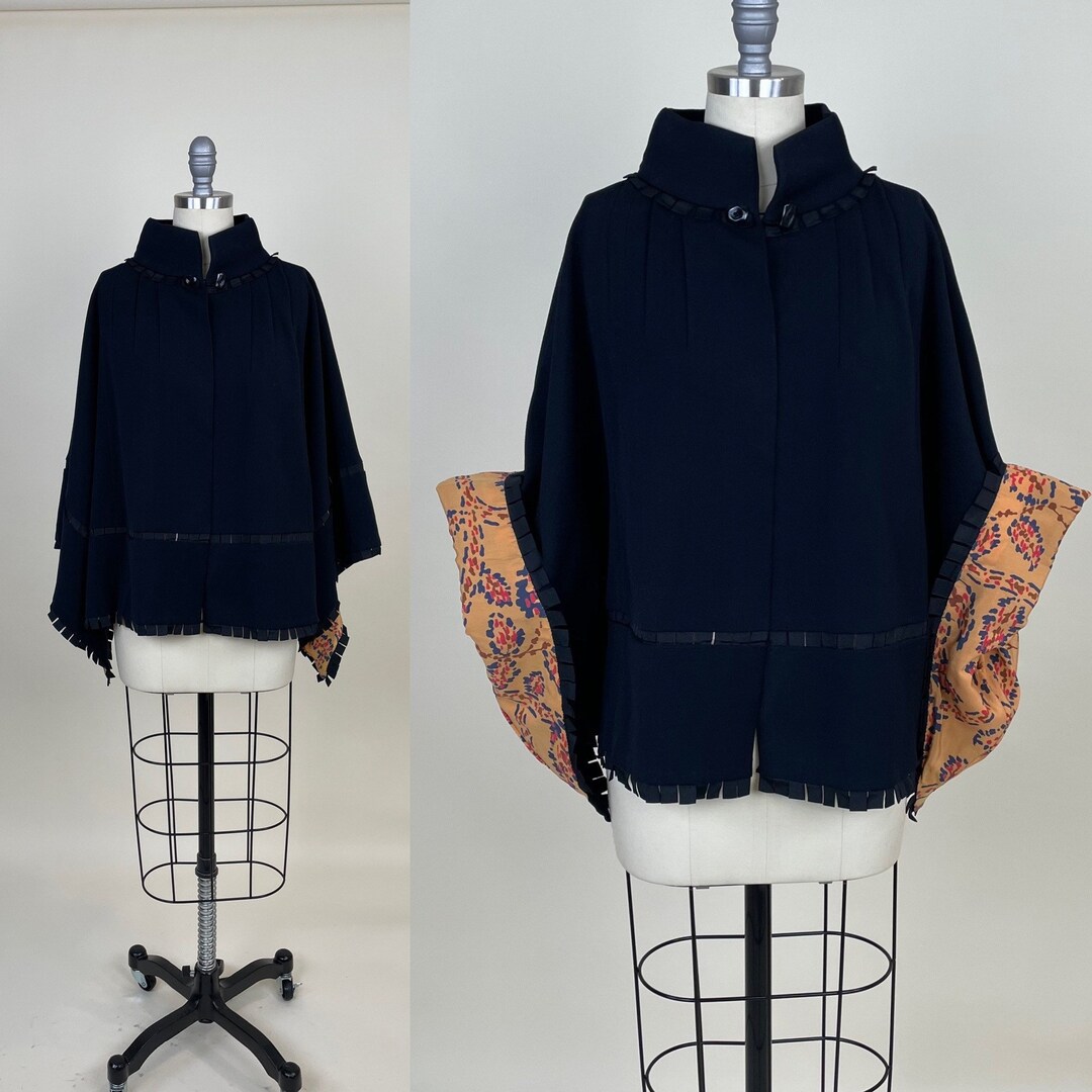 Vintage 1920s Wool Silk Crepe Art Deco Short Cape Coat / 20s Short ...