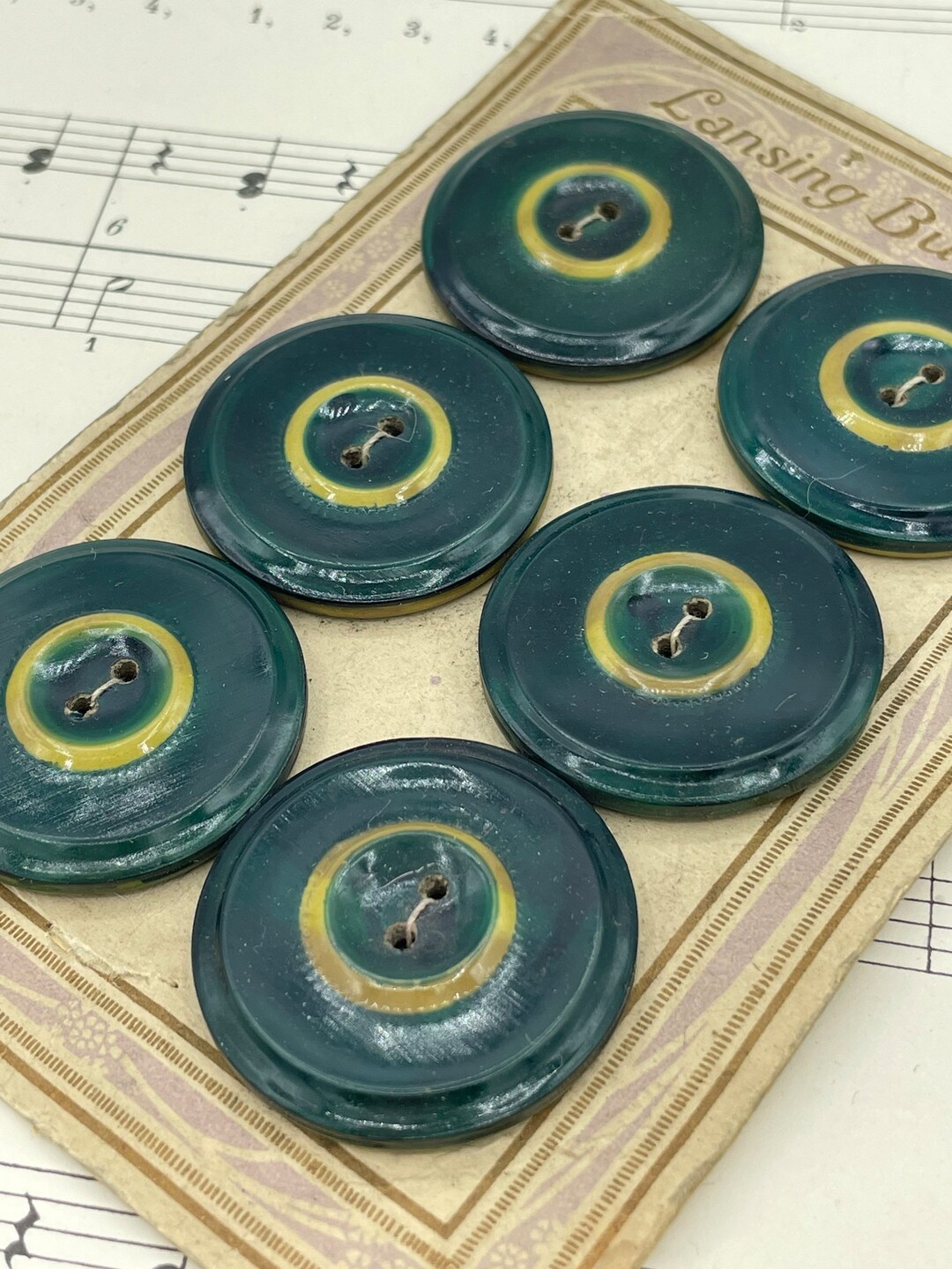 Vintage 1930s Art Deco Large Two Tone Green Yellow Stripe Tight Top ...