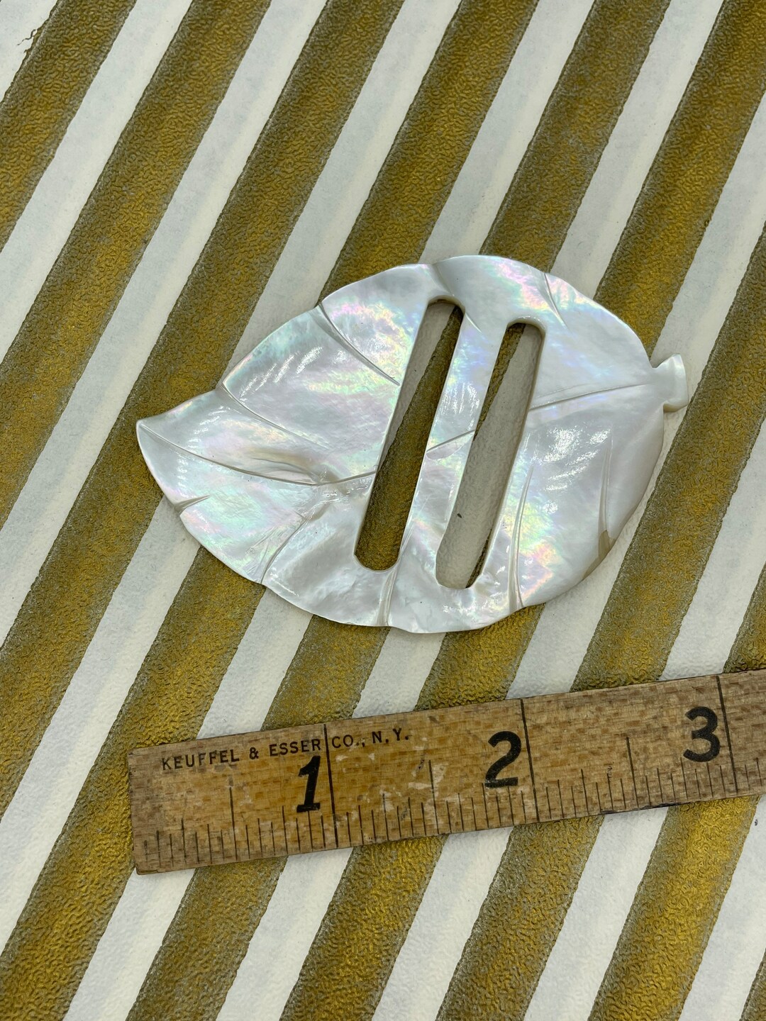 Very Large Antique 1800s White Pearl Shell Realistic Leaf Belt Buckle ...