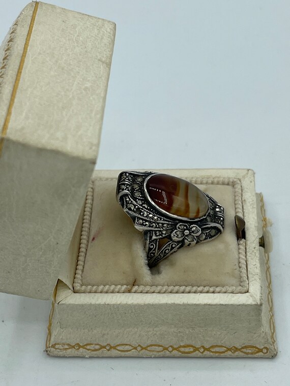 Vintage 1920s 1930s Landscape Agate Sterling Silver M… - Gem