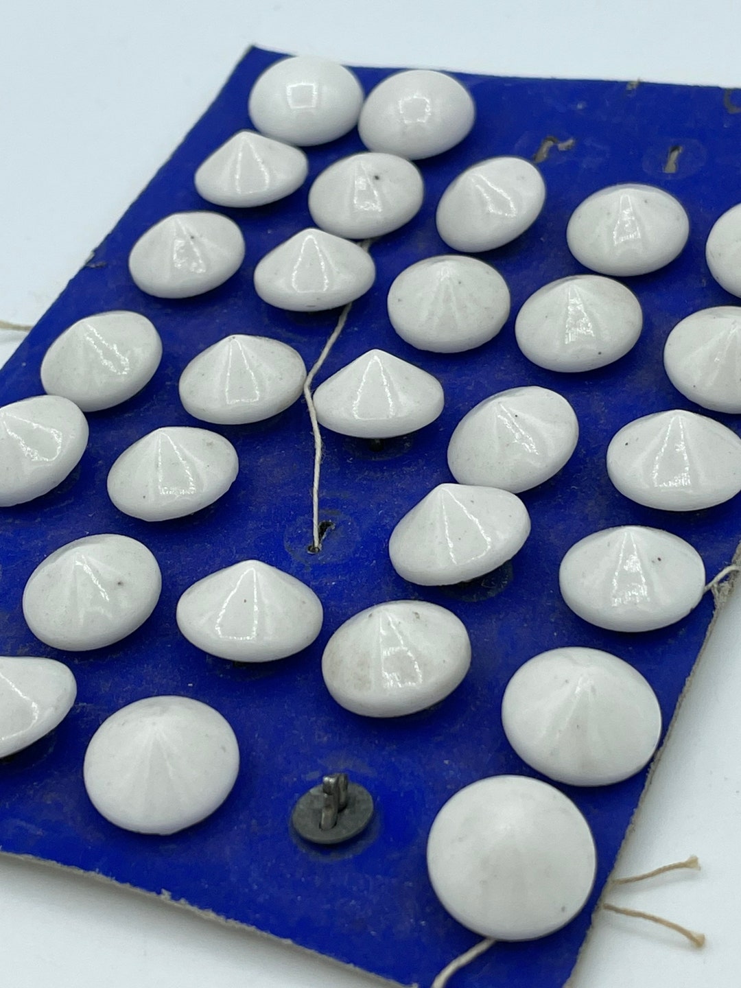Antique 1800s White Porcelain Pointed Conical Pointy Top Dome Button ...