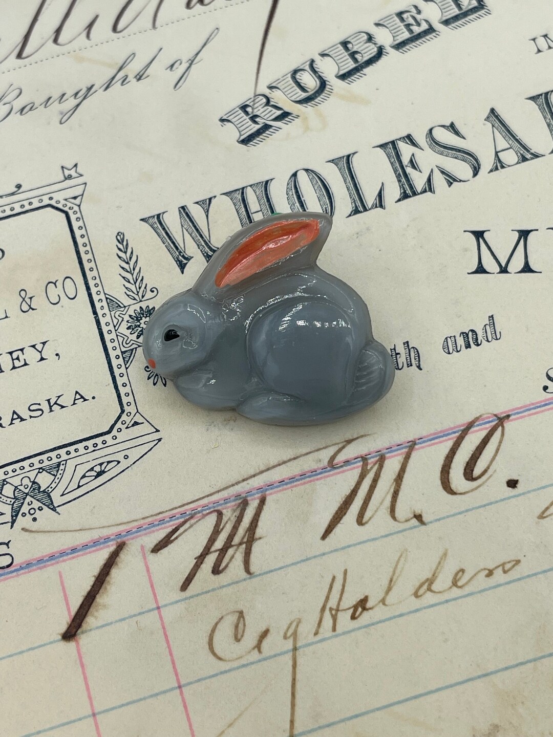 Vintage Moonglow Glass Rabbit Bunny Animal Novelty Button - Etsy