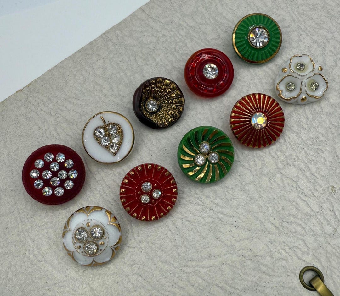 Vintage Glass Jewel Jeweled Luster Button Buttons - Etsy