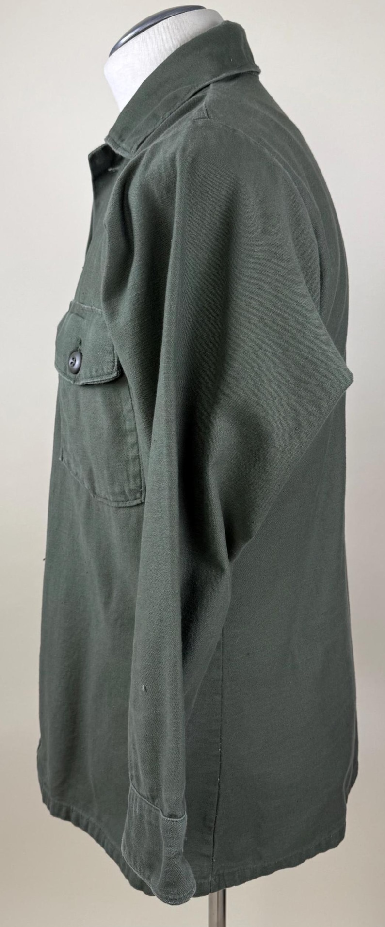 Vintage 70s Army Green OG 107 Vietnam Era Military Utility Field Shirt ...