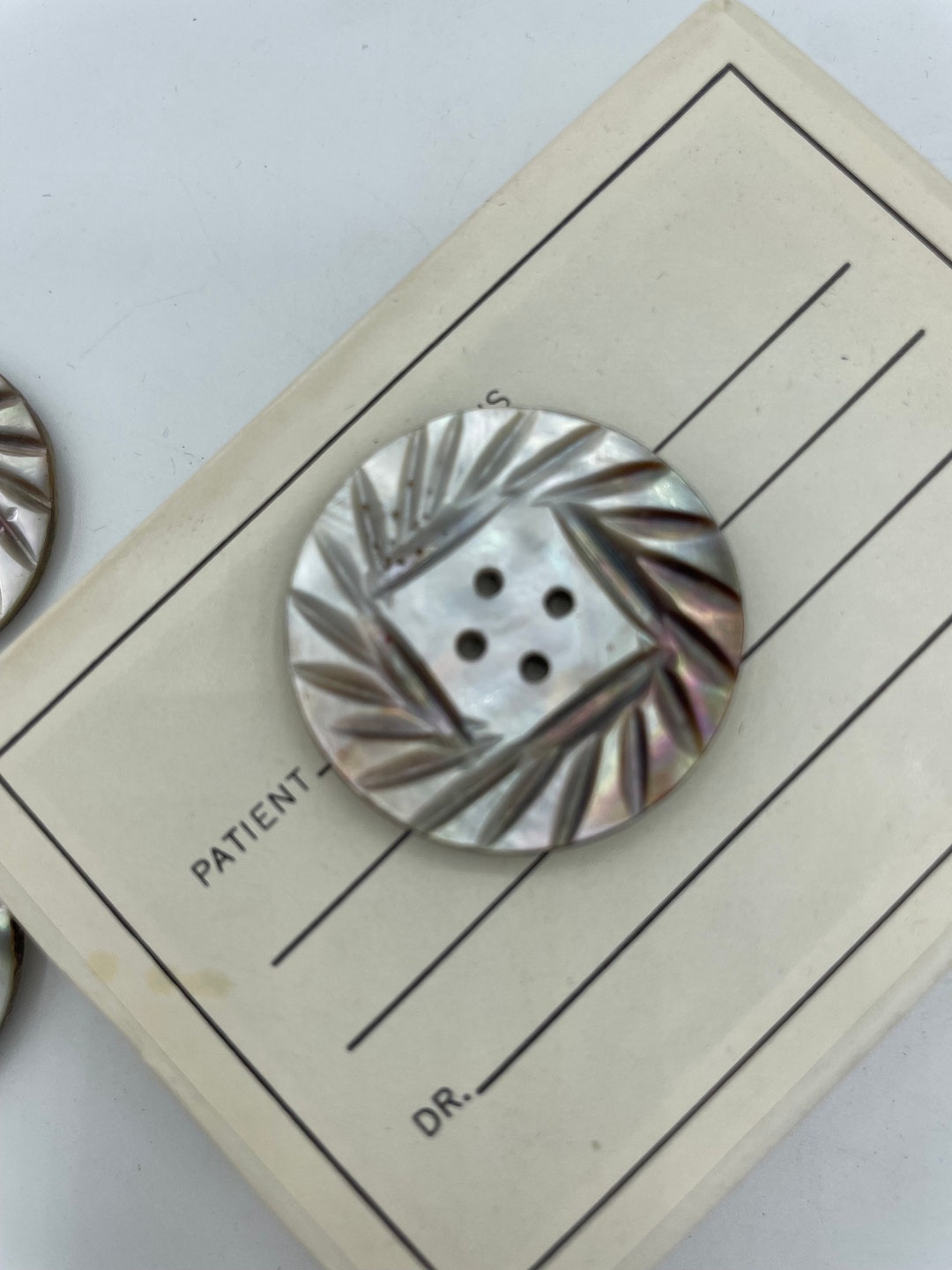 Antique Carved Smokey Pink Gray Pearl Shell Button Buttons / 1800s ...
