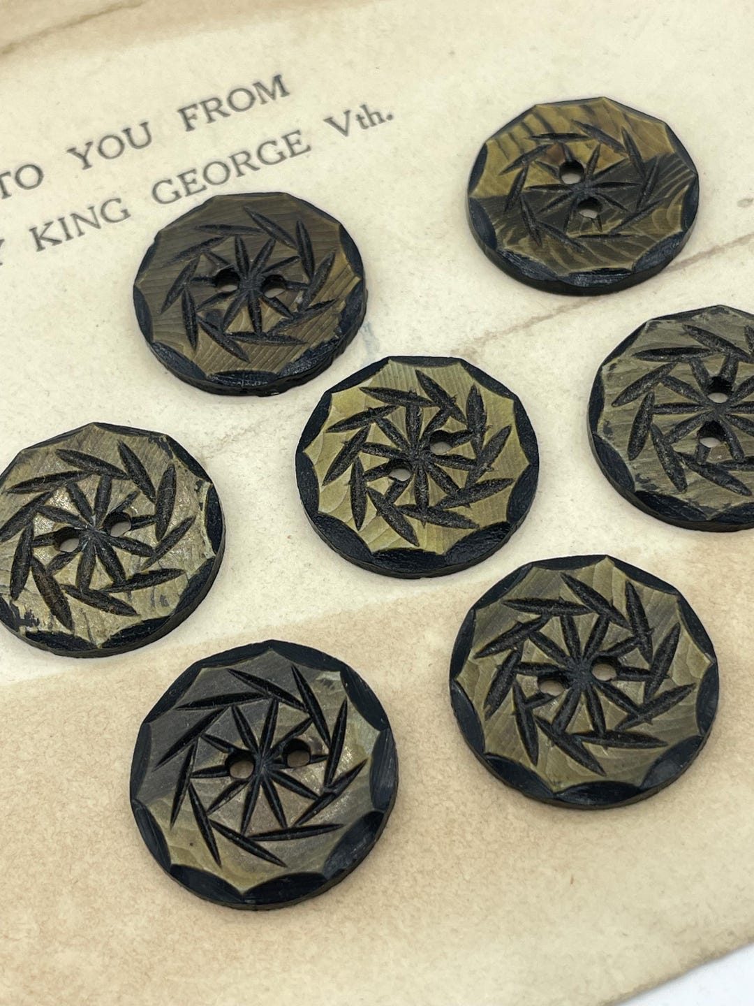 Set 7 Vintage 1930s Art Deco Celluloid Flat Wafer Coat Button Buttons ...
