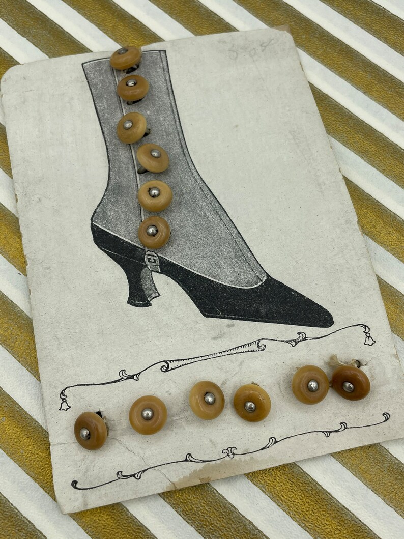 Antique Victorian 1800s High Button Shoe Boot Buttons / Disk Pin Shank ...