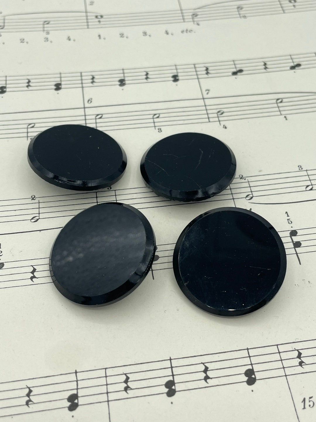 Large Antique French Jet Victorian Coat Button / Antique 19th C Black ...