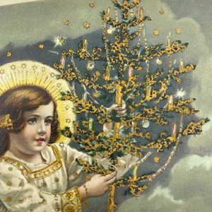 Antique Vintage Victorian Feather Christmas Tree Young Angel Wings ...