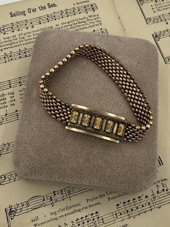 Antique 1800s Victorian Gold Slide Chain Bracelet - Gem