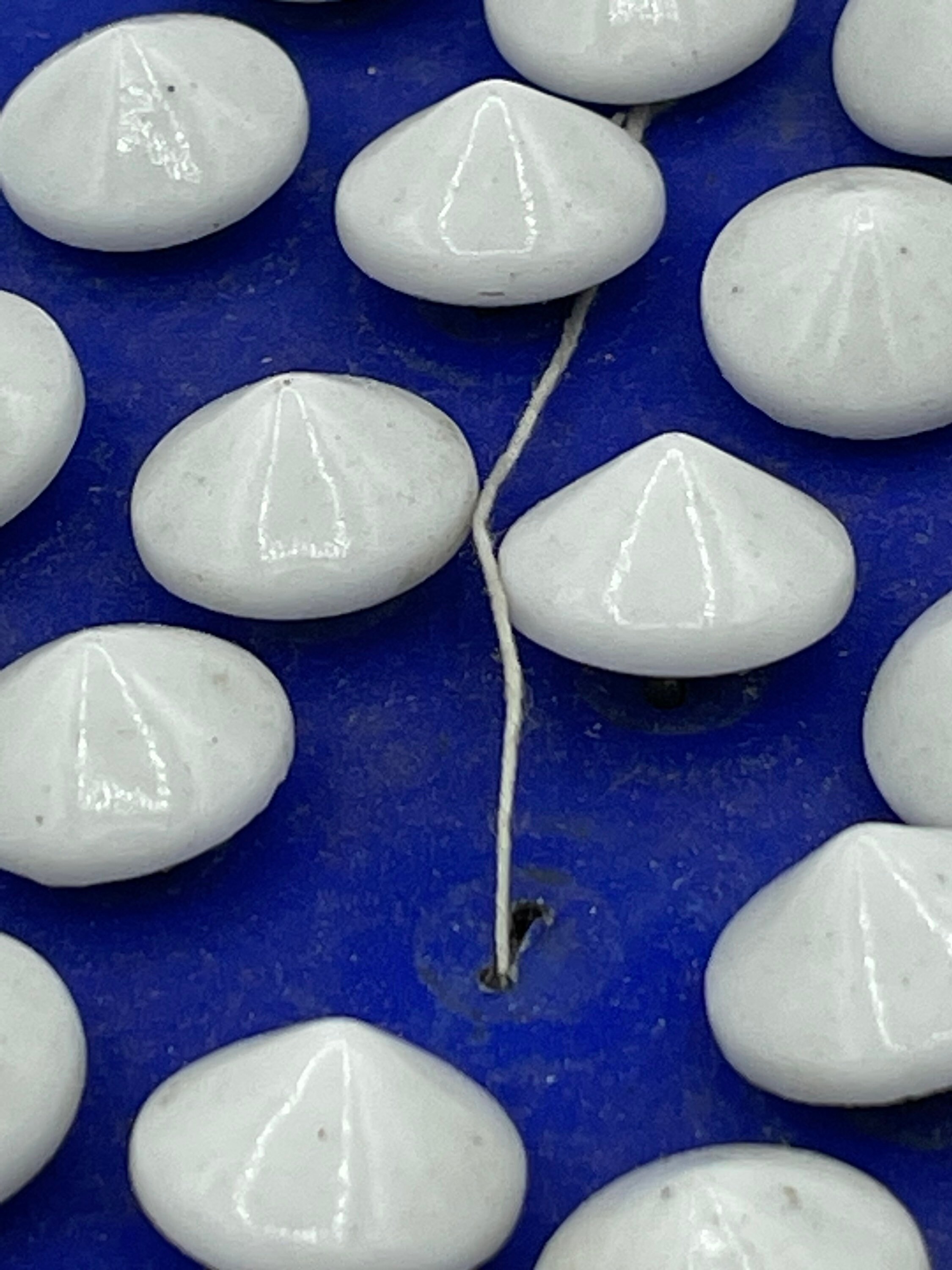 Antique 1800s White Porcelain Pointed Conical Pointy Top Dome Button ...