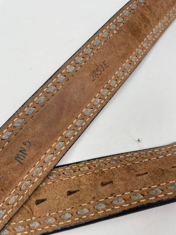 Vintage Brown Tooled Leather Leafy White Hand Lace Wh… - Gem