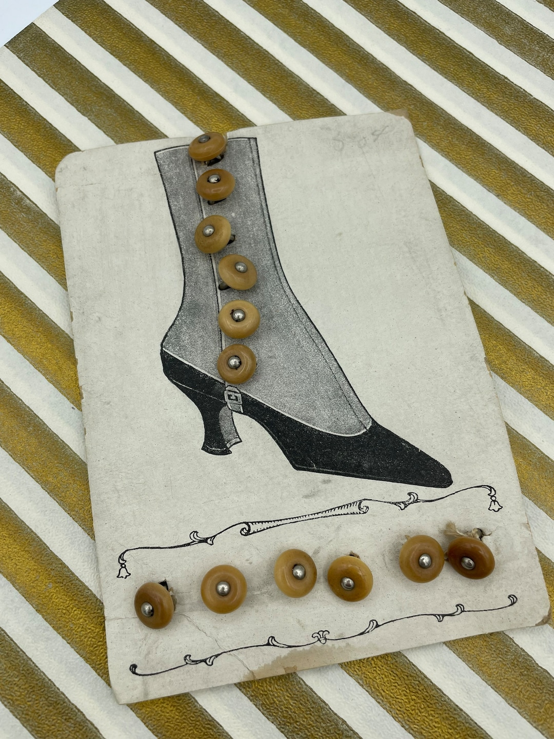 Antique Victorian 1800s High Button Shoe Boot Buttons / Disk Pin Shank ...