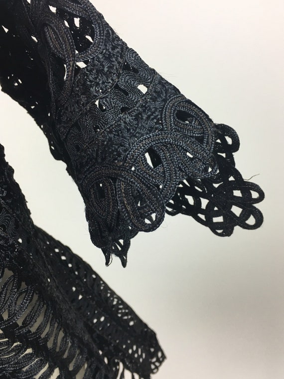 Victorian Black Silk Soutache Ribbon Tape Lace Long J… - Gem