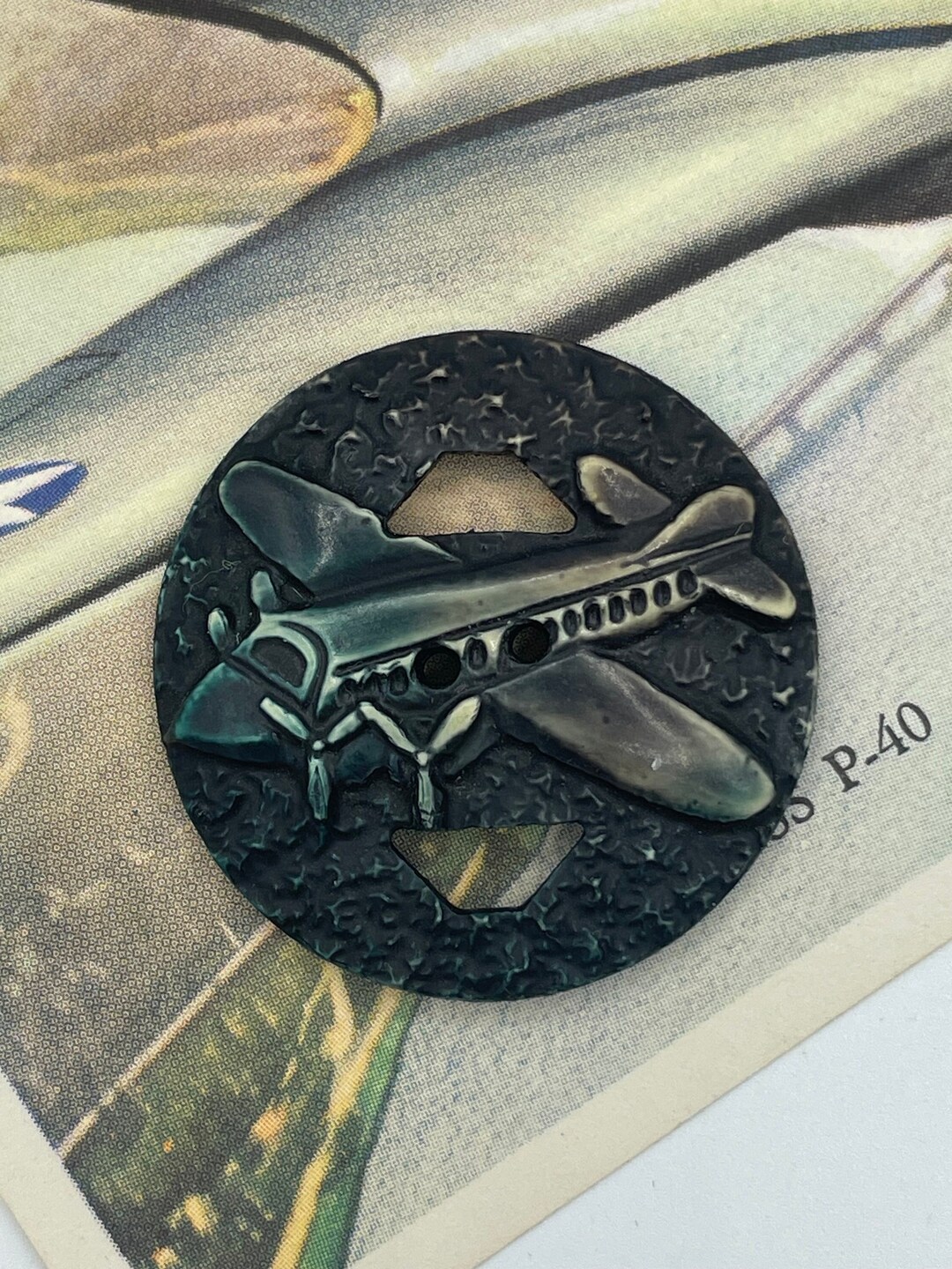 Vintage 1920s 1930s Buff Celluloid Openwork Airplane Plane ...