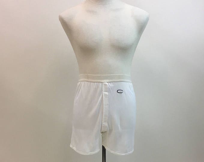 1940s RAYON Boxers / Vintage 40s Mens White Rayon Underwear / Size 32 ...
