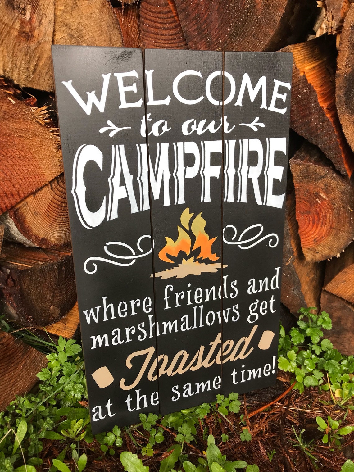 Welcome to Our Campfire//hand Painted// Wood Sign// Rustic Campfire ...