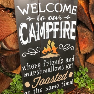 Welcome to Our Campfire//hand Painted// Wood Sign// Rustic Campfire ...