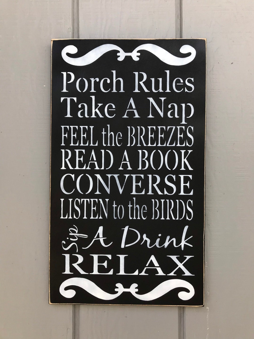 Porch Rules Wood Sign | Wooden Porch Sign | Farmhouse Decor | Porch ...