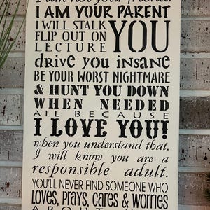 PARENTS PROMISE-I Am Your Parent/hand Painted/ Wood Sign/wall Decor ...