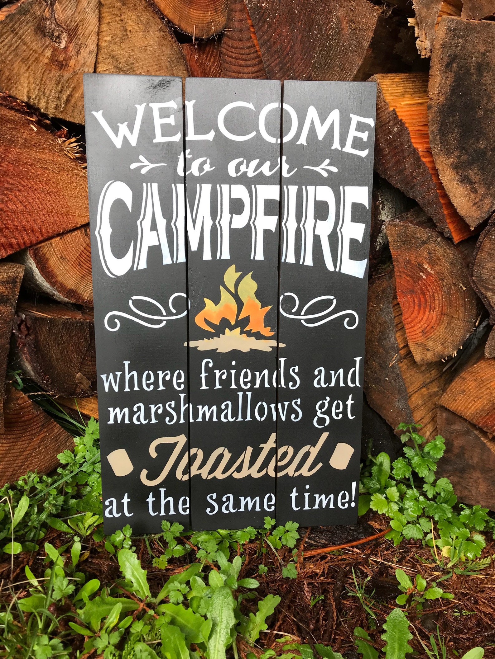 Welcome to Our Campfire//hand Painted// Wood Sign// Rustic Campfire ...